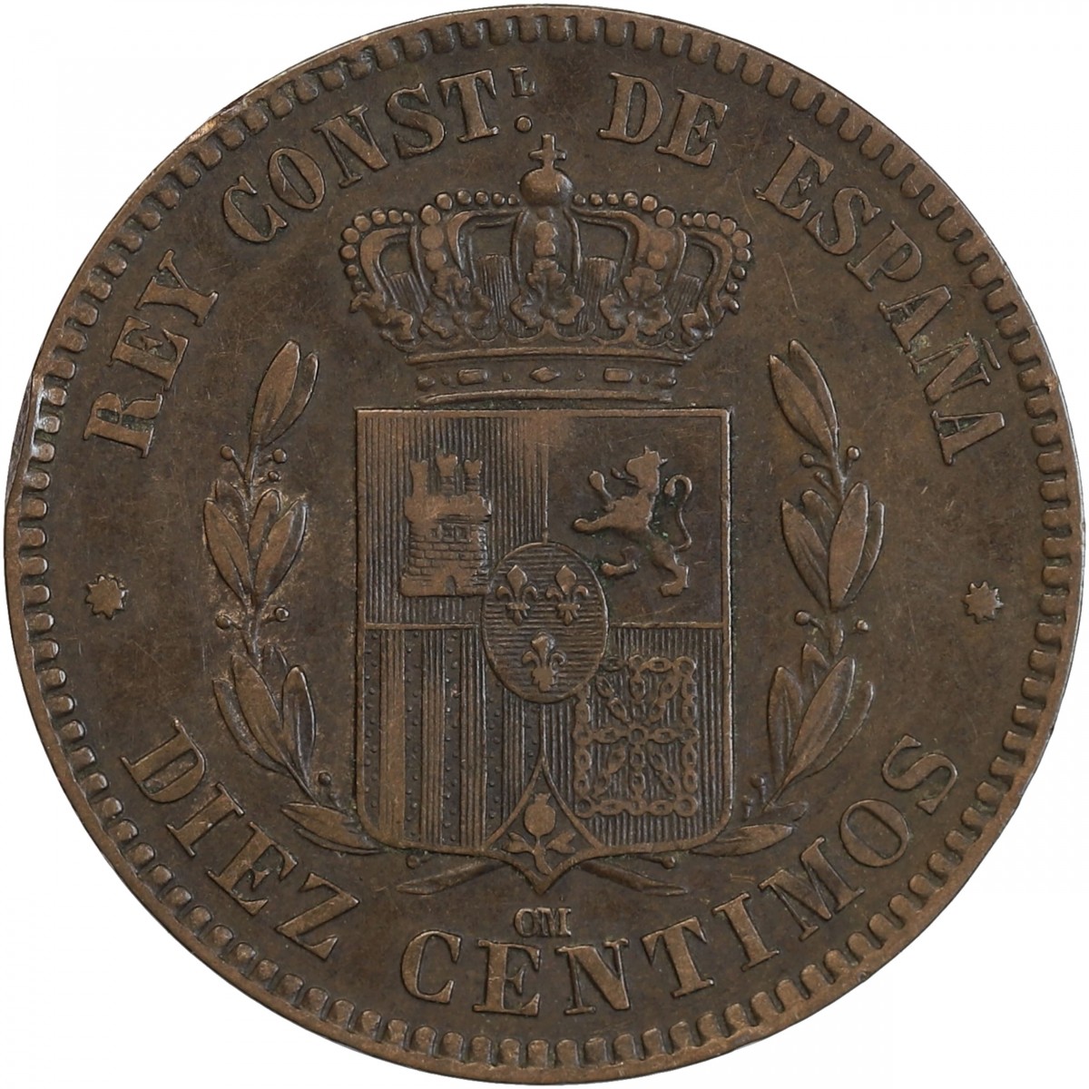 10 Centimos Alphonse XII - Espagne