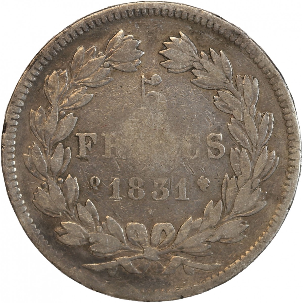 5 Francs Louis-Philippe Ier Tête Laurée Tranche En Relief 1831 Q