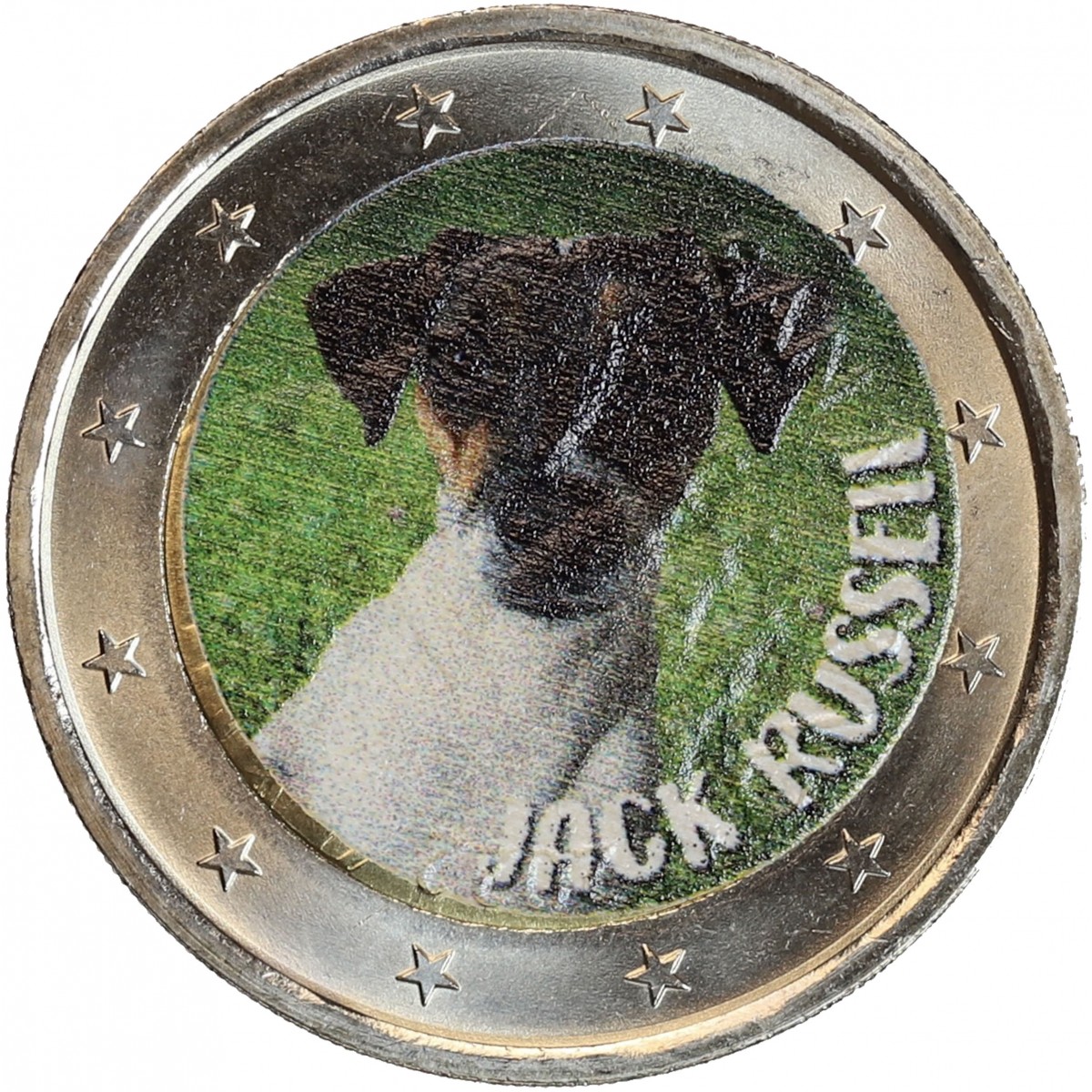 2 Euros Colorisée - Jack Russel